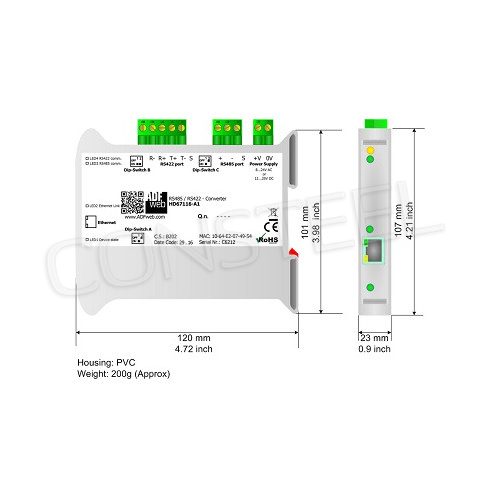 RS485 to RS422 converter - HD67116-A1
