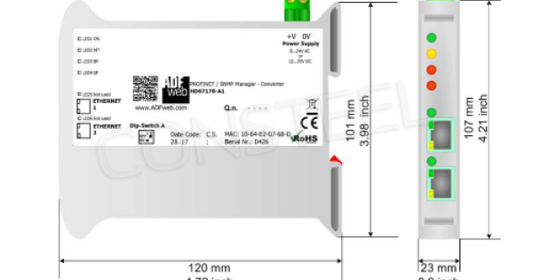 Industrial PROFINET to SNMP manager converter - HD67178-A1
