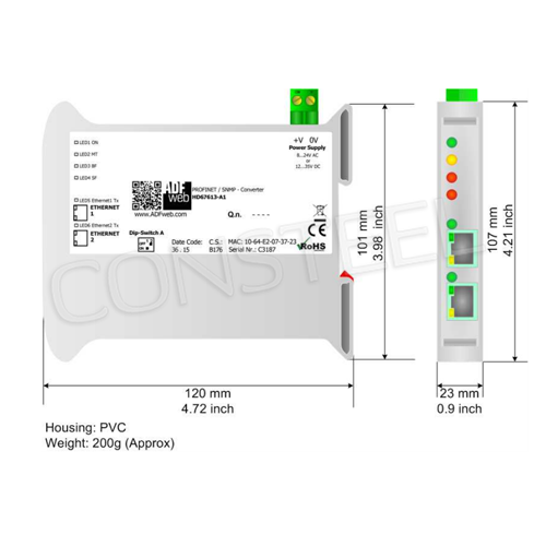Industrial PROFINET to SNMP agent converter - HD67613-A1