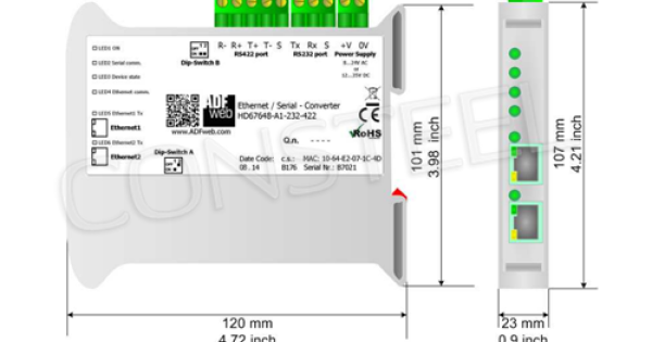 Industrial Ethernet to RS485 converter - HD67648-485-A1 ADF Web
