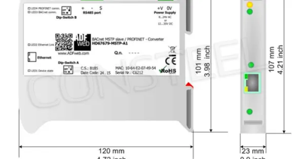 Industrial BACnet MSTP to PROFINET converter - HD67679-MSTP-A1
