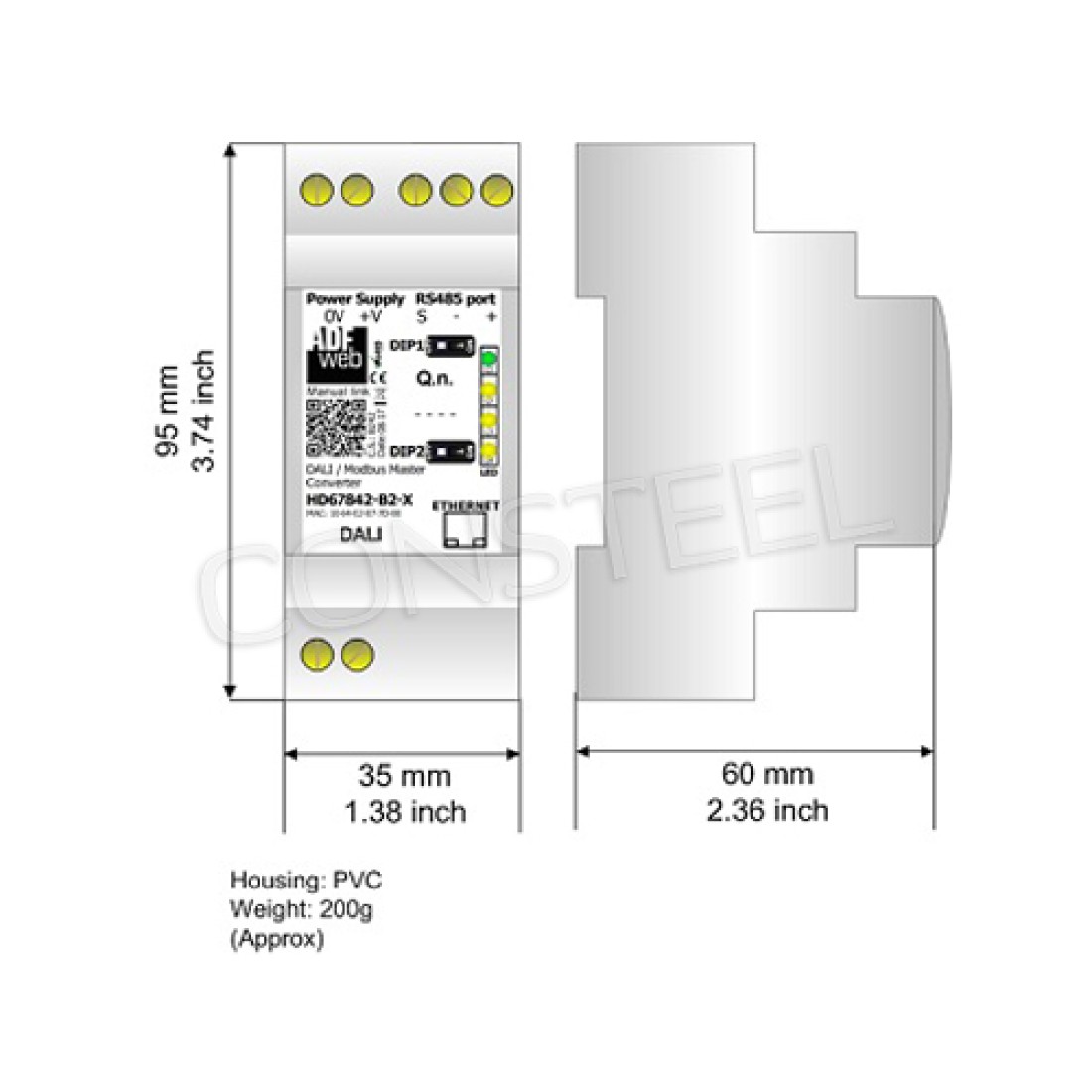 HD67842-B2 DALI to Modbus RTU master converter