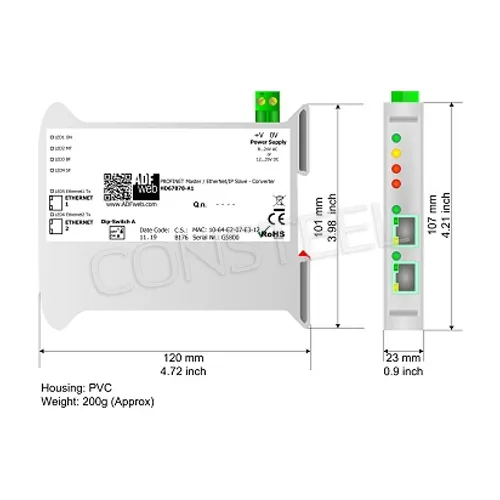 Industrial PROFINET Master to Ethernet IP converter - HD67B78-A1