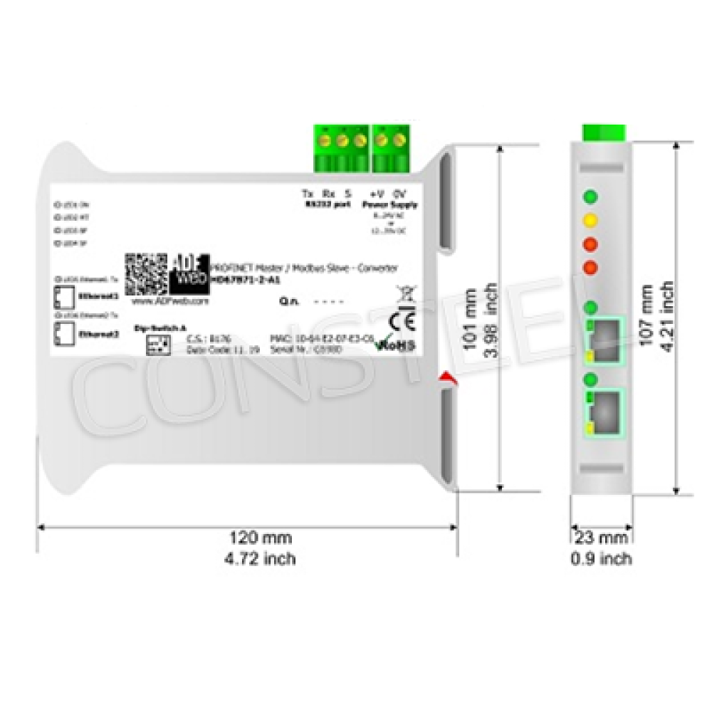 HD67B71-232-A1 PROFINET Master to Modbus RS232 slave