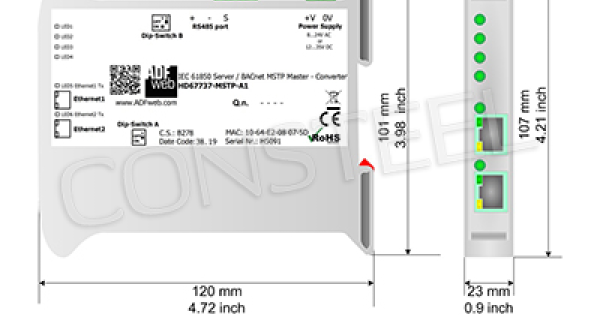IEC 61850 to BACnet MSTP Master - Converter - HD67737-MSTP-A1