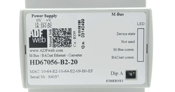 Industrial MBus to BACnet Ethernet IP converter - HD67056-B2-20