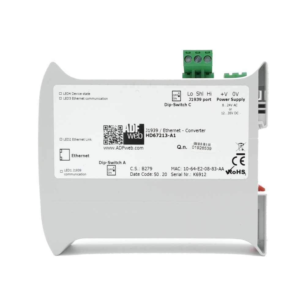 Industrial Ethernet to J1939 converter - HD67213-A1