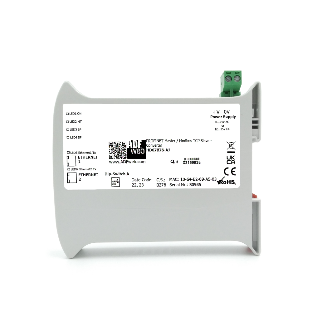 HD67B76-A1 – PROFINET master to Modbus TCP slave converter