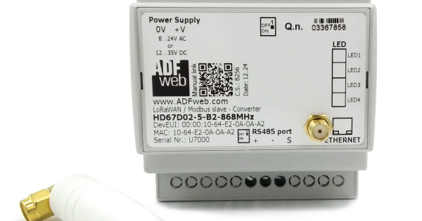 Industrial LoRaWAN to Modbus slave converter with Modbus to RS485 connectors