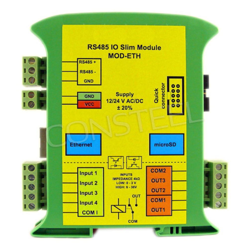 MOD-ETH - Modbus TCP/RTU gateway with 4 DI and 3 relays