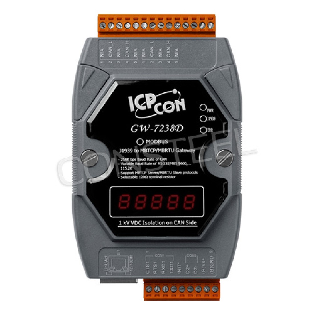 GW-7238D - J1939 to Modbus TCP/RTU Slave Converter