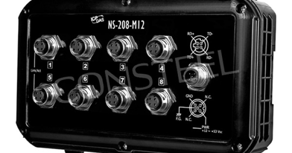 NS-208-M12-IP67 - Unmanaged 8-port Ethernet Switch with M12 Conectors