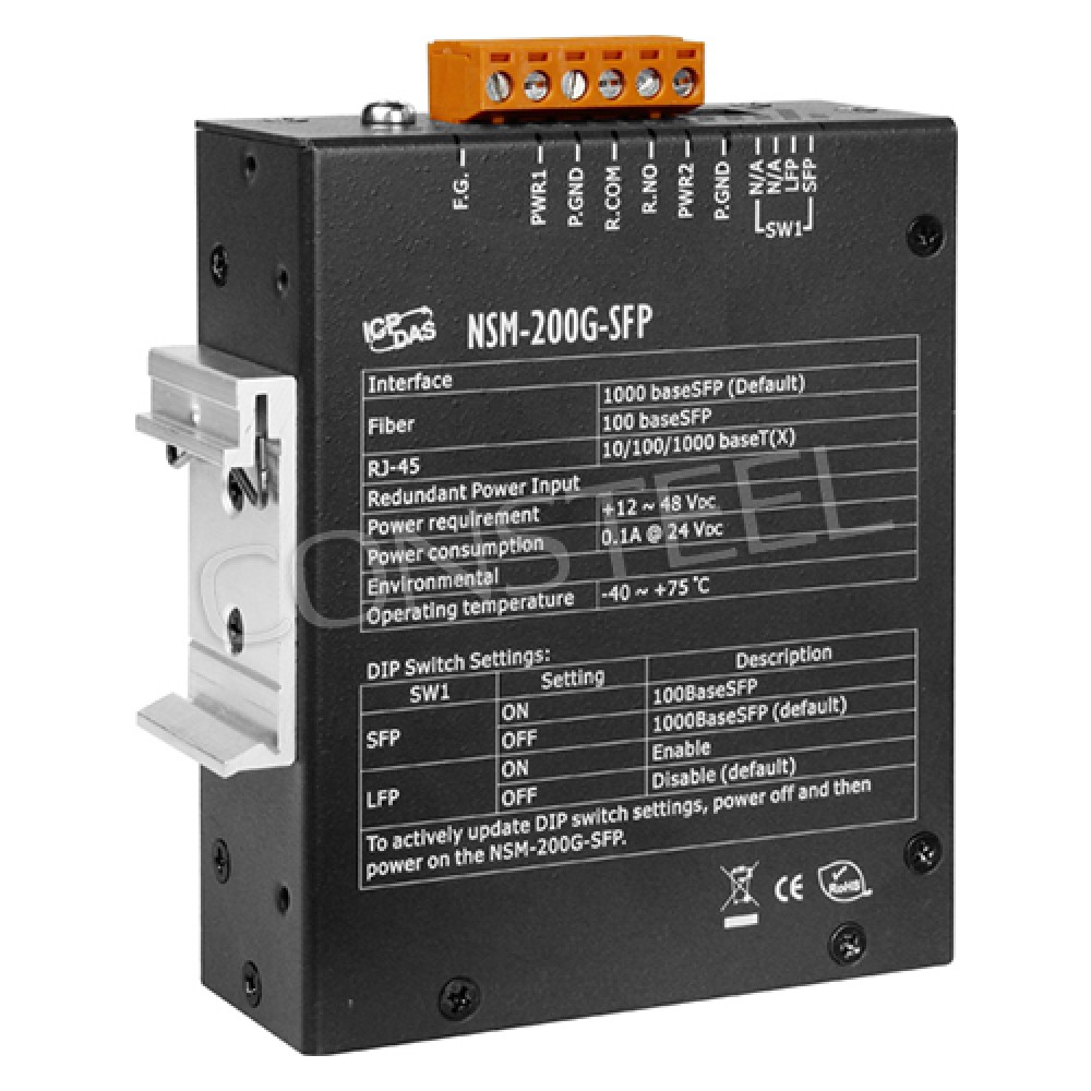 NSM-200G-SFP - Industrial Ethernet to Fiber Converter