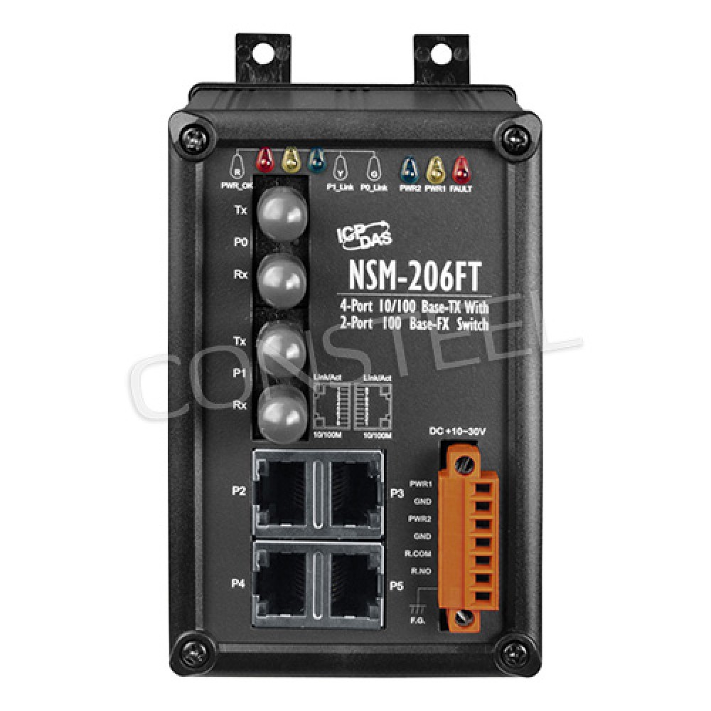 NSM-206F - Industrial Ethernet Switch with 4x Ethernet Ports and 2x Fiber Ports