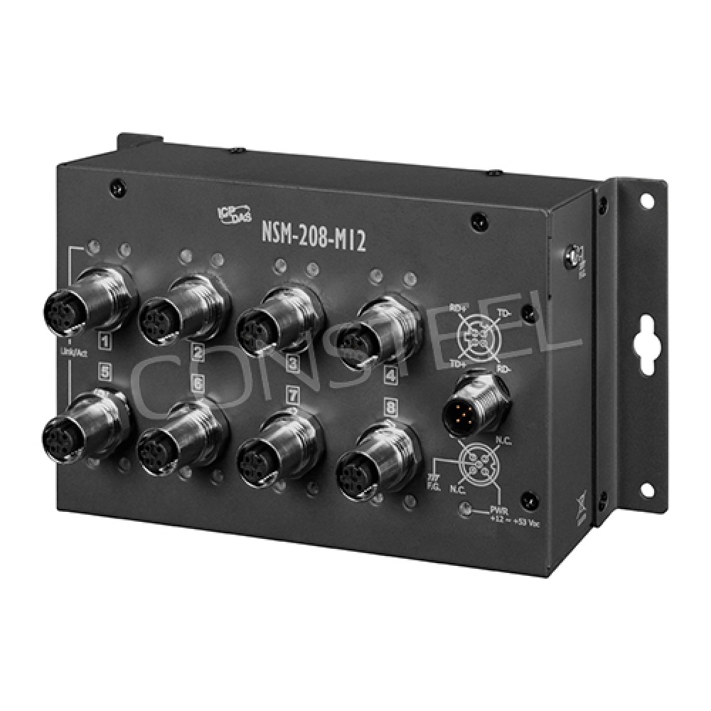 NSM-208-M12 - Unmanaged Ethernet Switch with 8x M12 ports