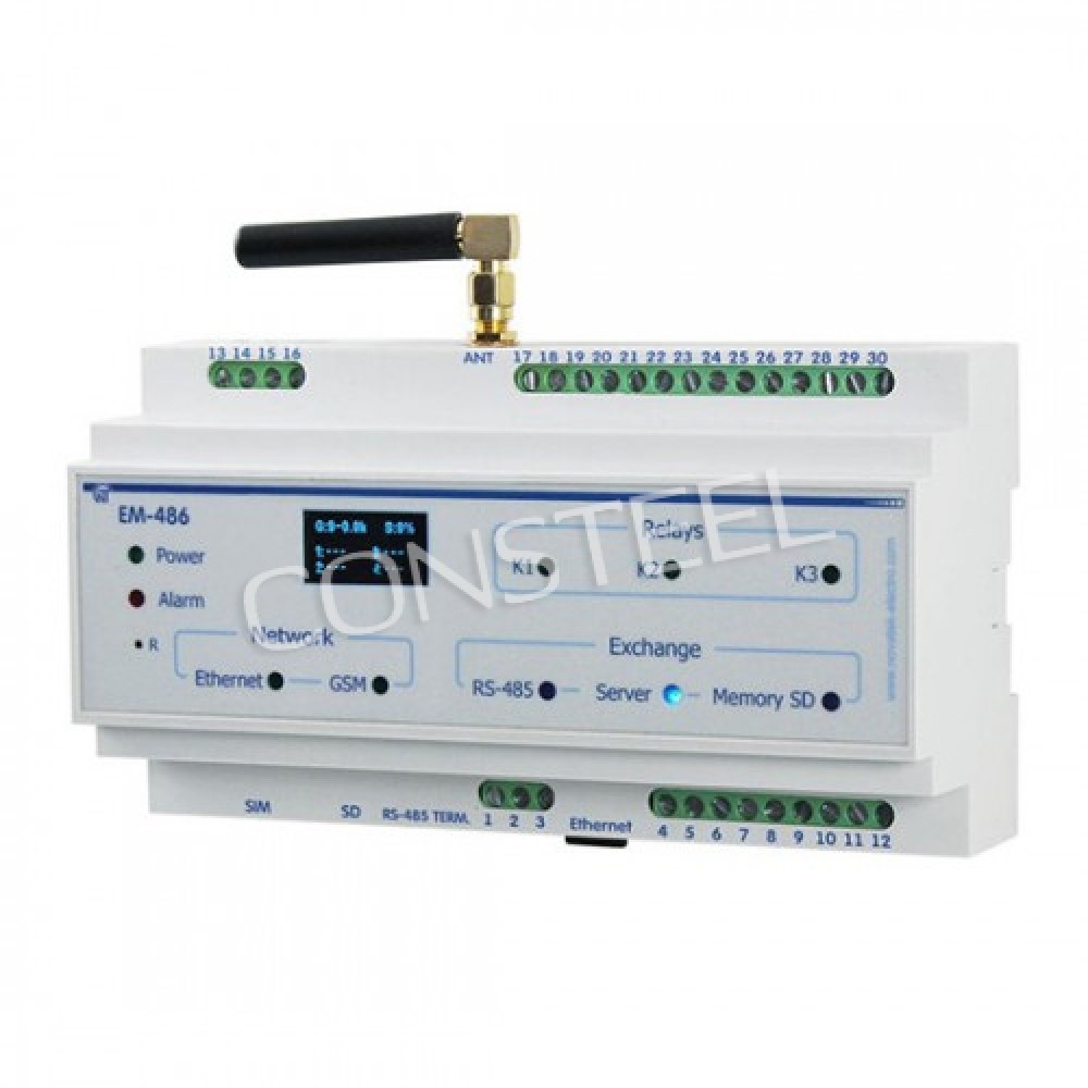 Modbus RTU (RS485) controller with GSM modem - EM-486