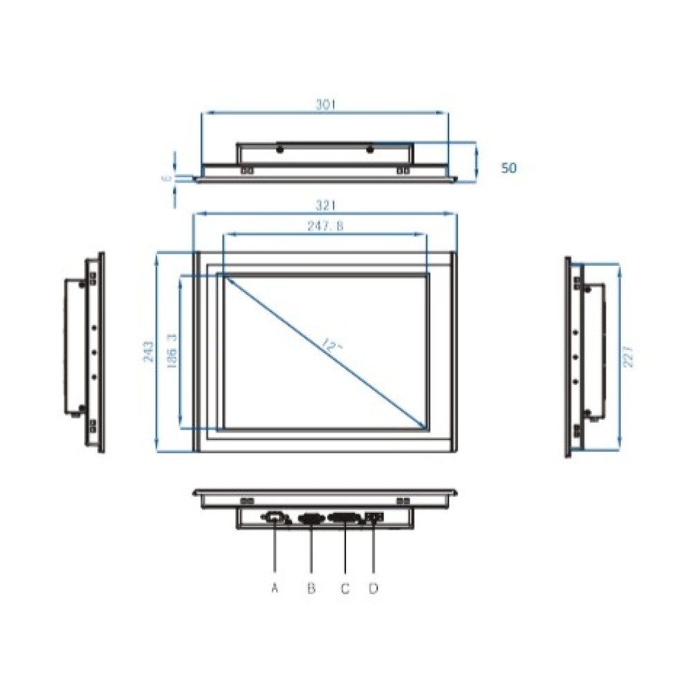 PANEL5000-A122 12.1 inch Industrial resistive touch screen monitor