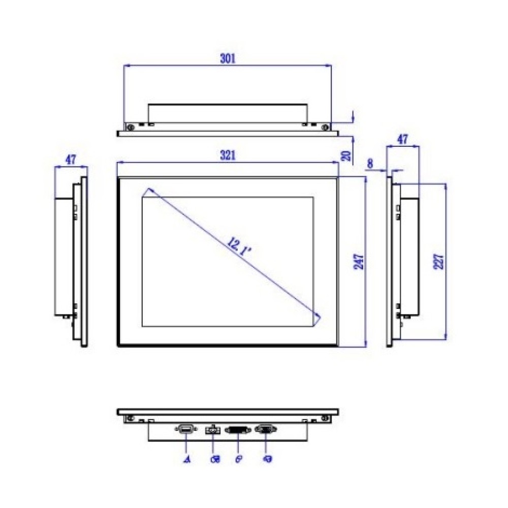 PANEL5000-C122-LH - 12.1 inch Industrial capacitive touch screen monitor