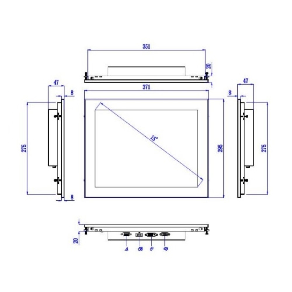 PANEL5000-C152-L - 15 inch Industrial capacitive touch screen monitor
