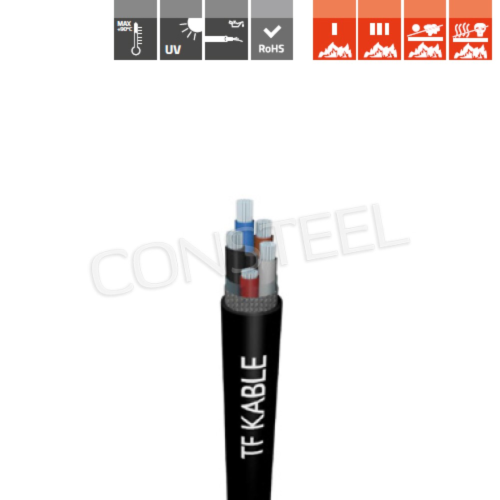 Cross-linked halogen-free multi-core cable - CuSn/HFFR/CWB/HFFR 300/300V